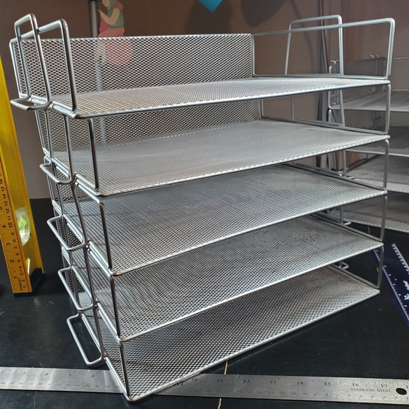 Storage & Organization | 5 Tires Silver Mesh Desk Organizer | Poshmark